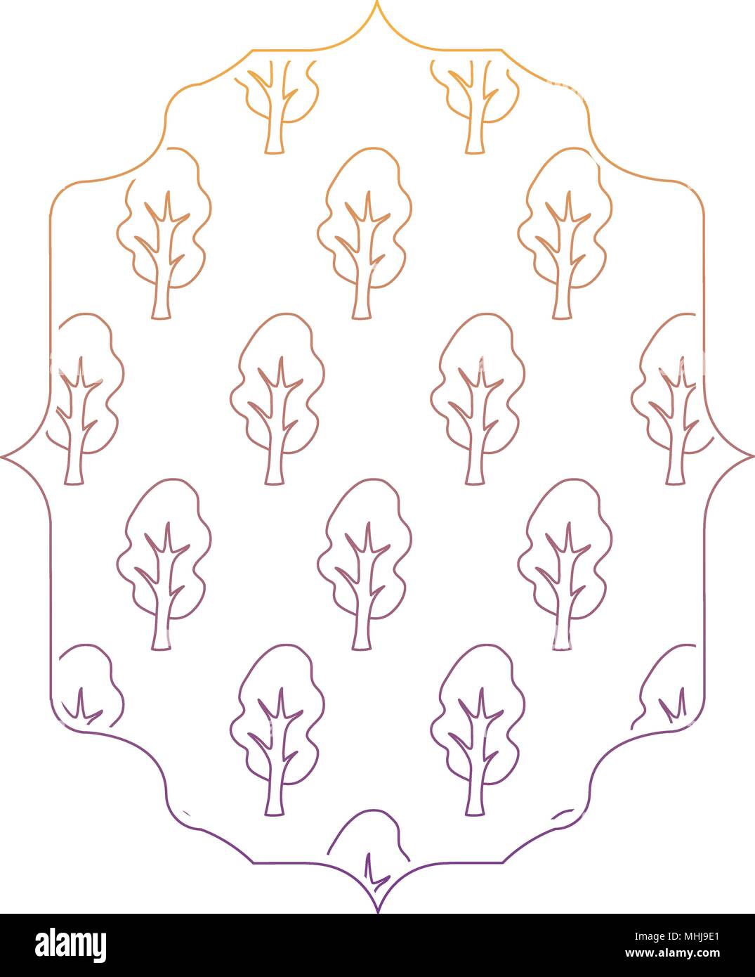 arabic frame with trees design over white background, vector ...