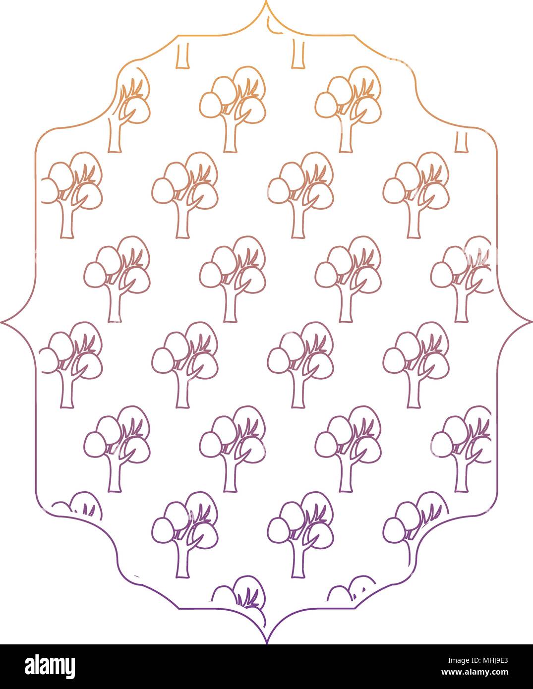 arabic frame with trees design over white background, vector ...