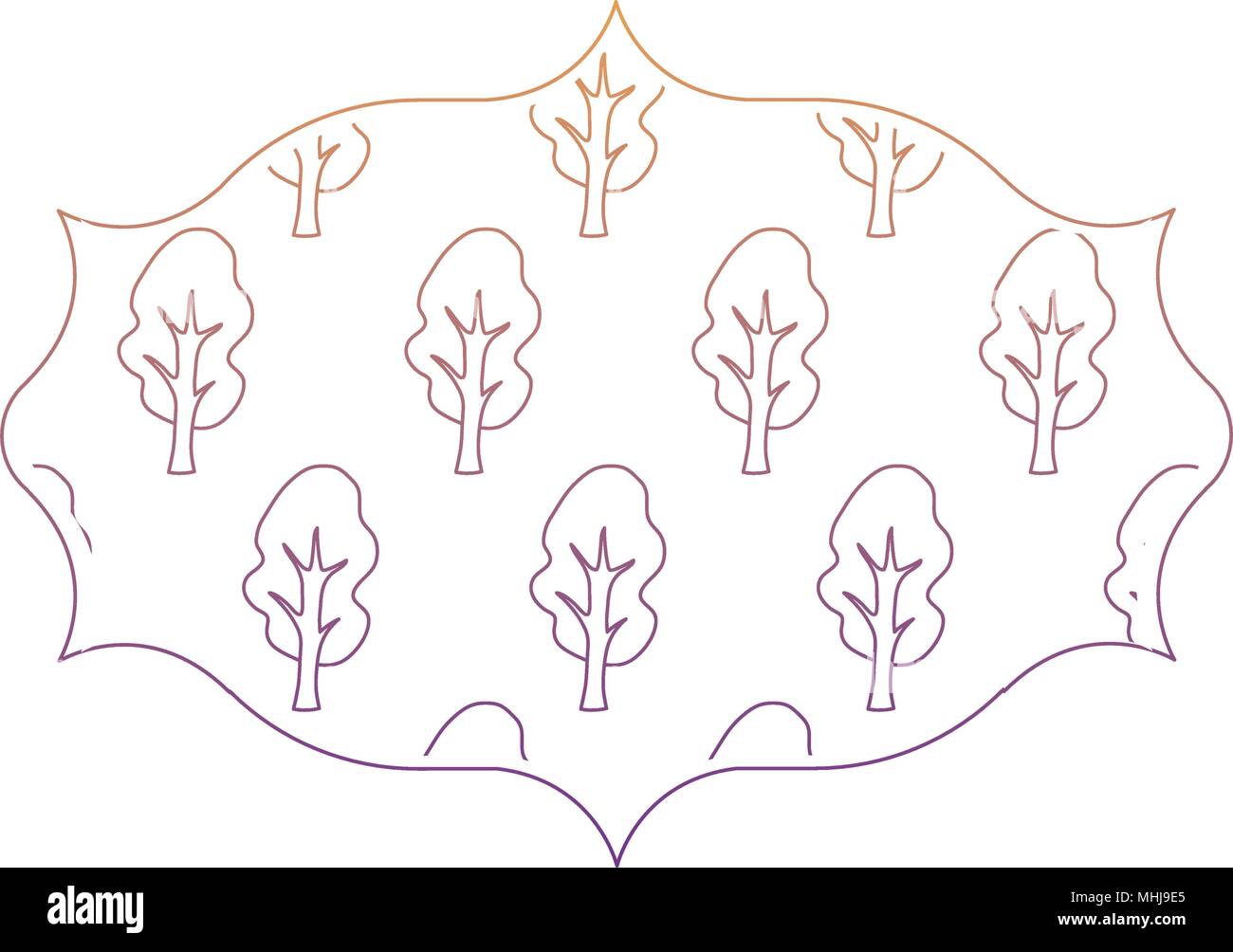 arabic frame with trees design over white background, vector ...