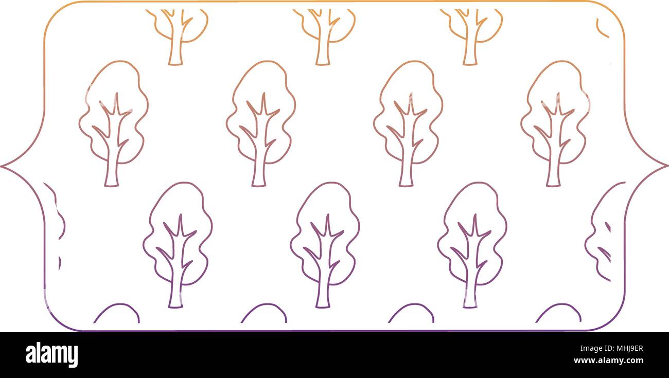 banner with trees pattern over white background, colorful design ...