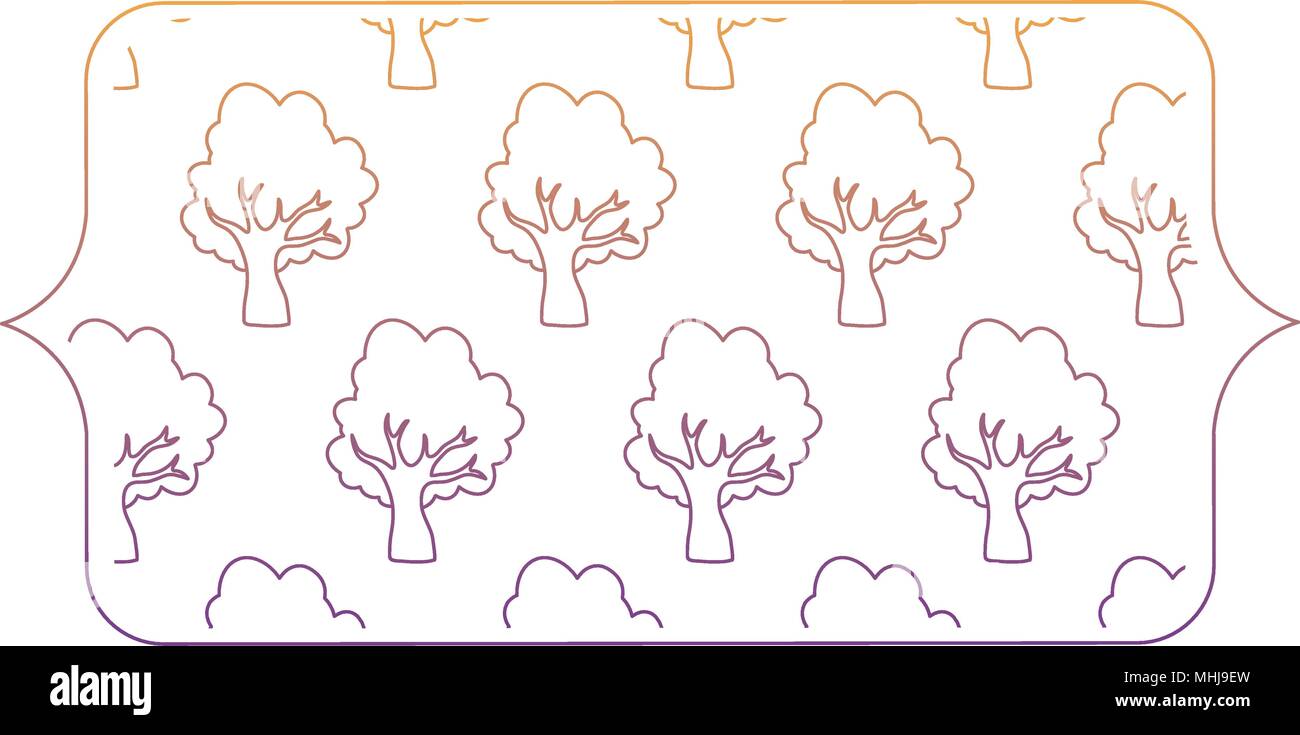 decorative banner with trees pattern over white background, colorful ...