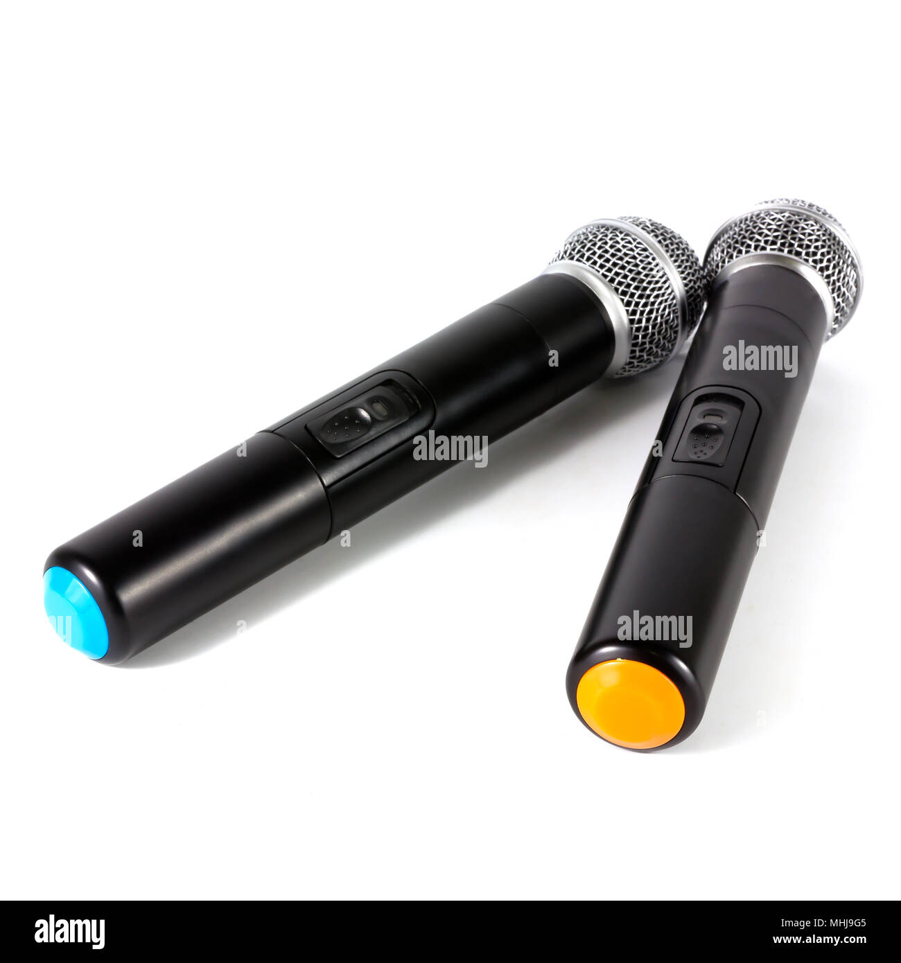 Two microphone wireless on white background Stock Photo - Alamy