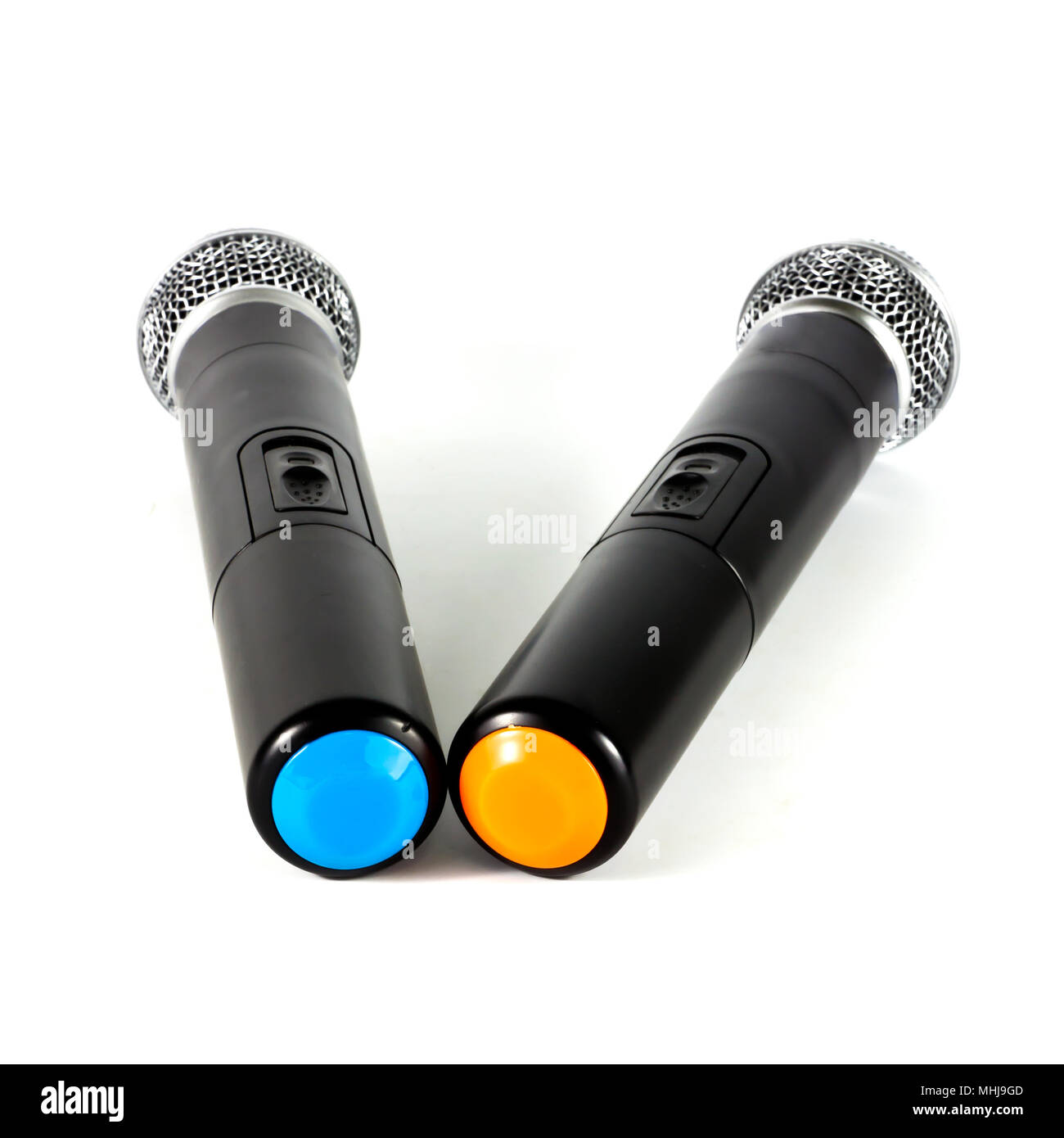 Two microphone wireless on white background Stock Photo - Alamy