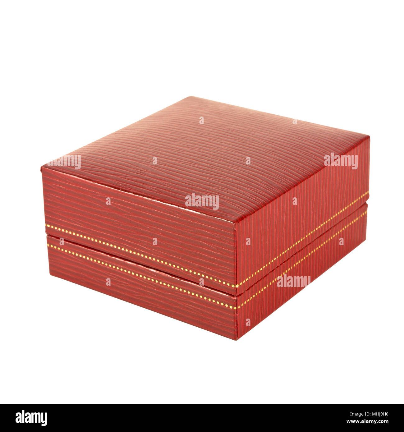 Red rectangular ring box on white background Stock Photo - Alamy