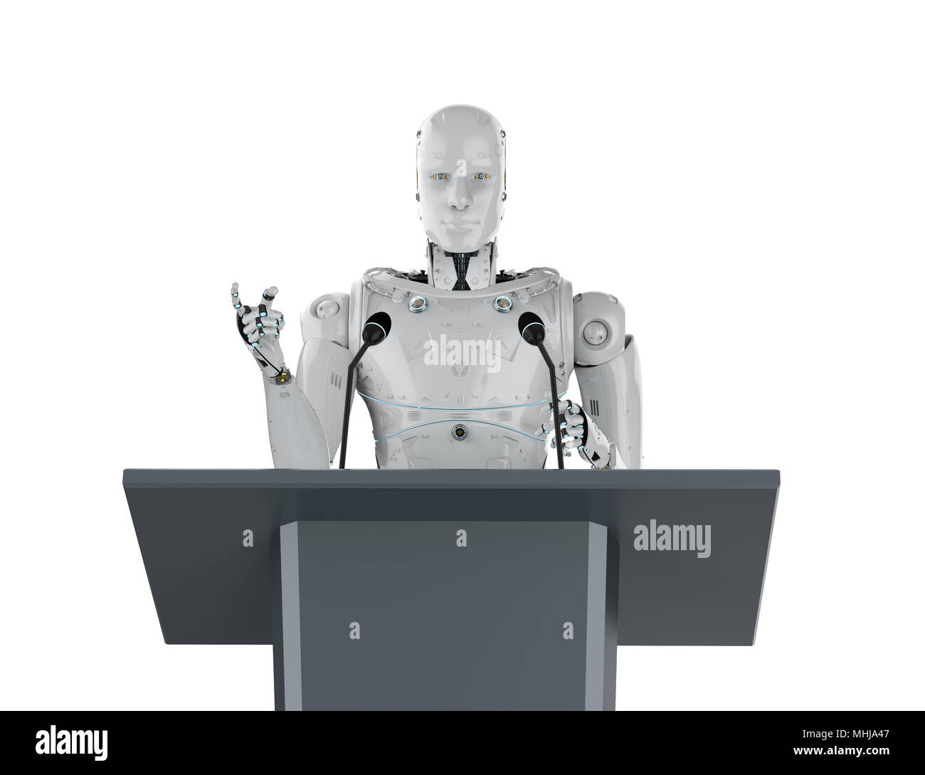 3d rendering robotic public speaker speaking on podium Stock Photo - Alamy