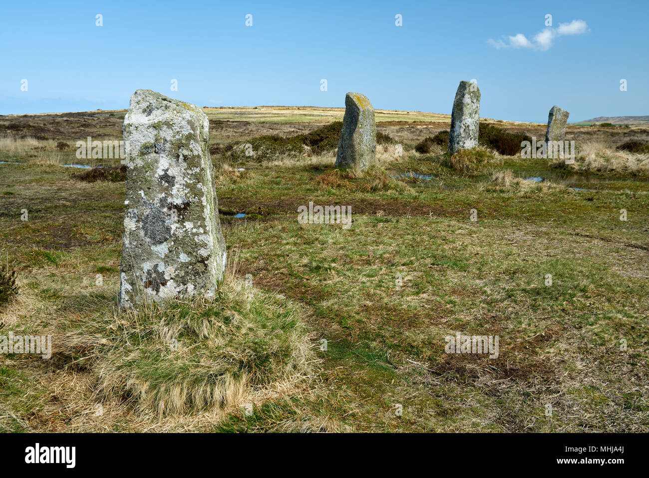 Boskednan Stone Circle, also known as Nine Maidens sits in the ...