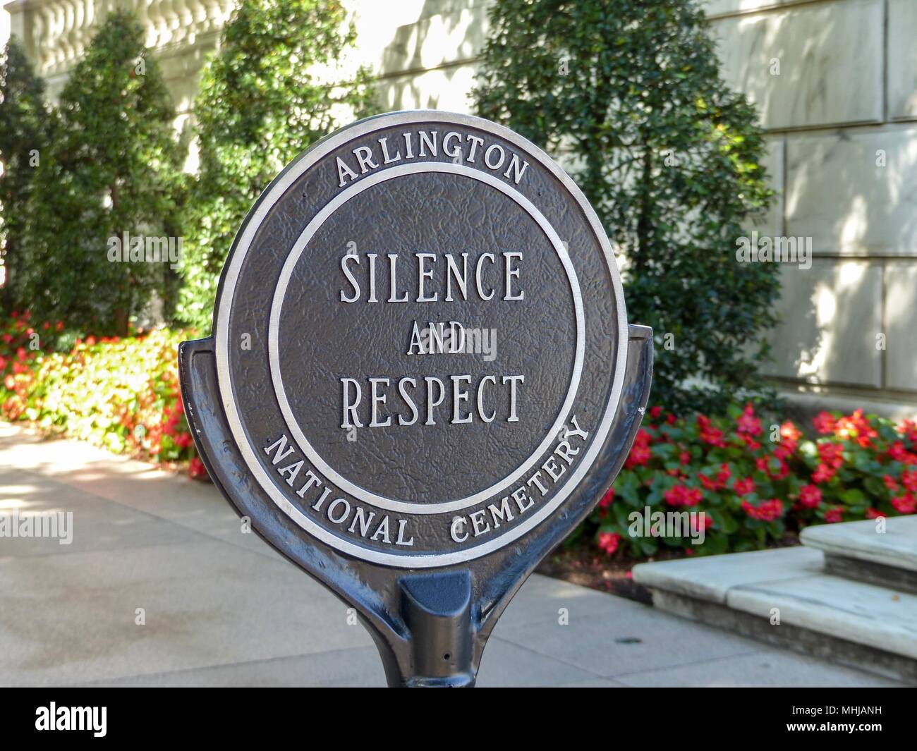 Silence respect sign arlington national hi-res stock photography and ...