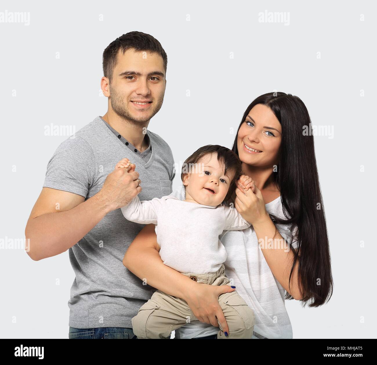 happy smiling family isolated on white background Stock Photo - Alamy