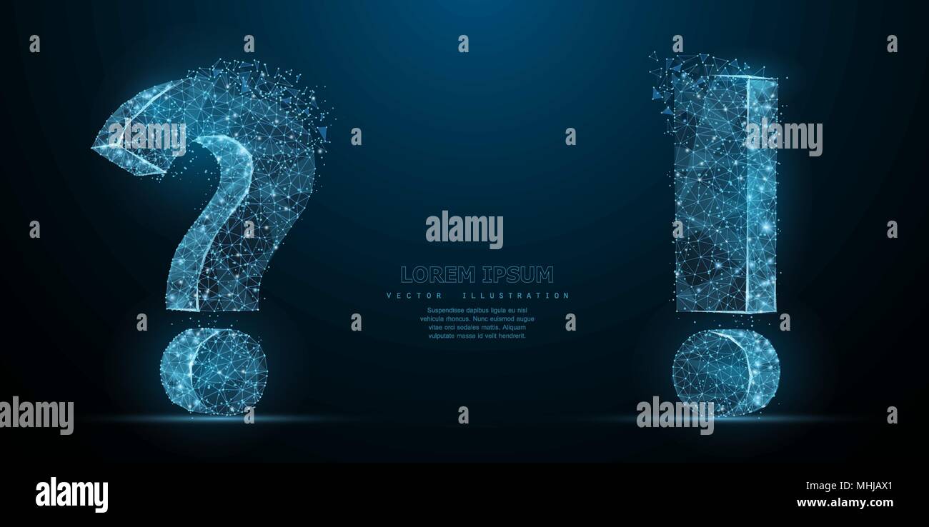 Question mark. Low poly wireframe mesh looks like constellation ...