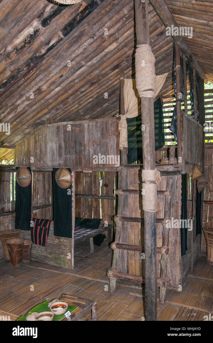 Interior of a Dusun tribal house at Mari Mari Cultural Village, Kota ...