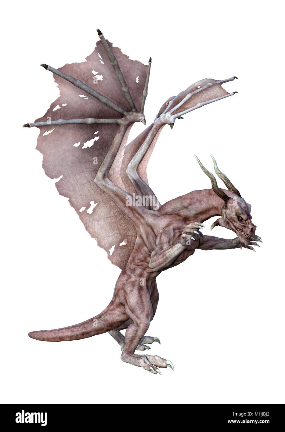 3D rendering of a fairy tale vampire dragon isolated on white ...