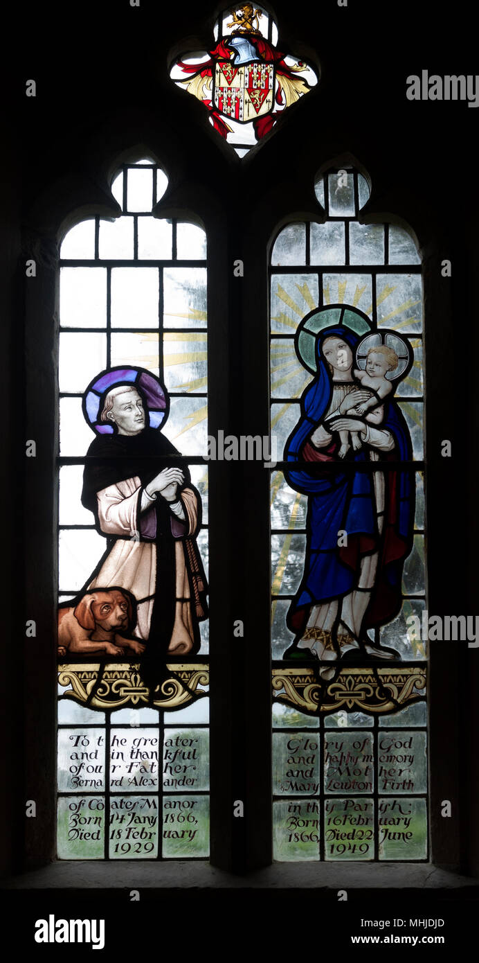 Memorial window in St. Matthew`s Church, Coates, Gloucestershire ...