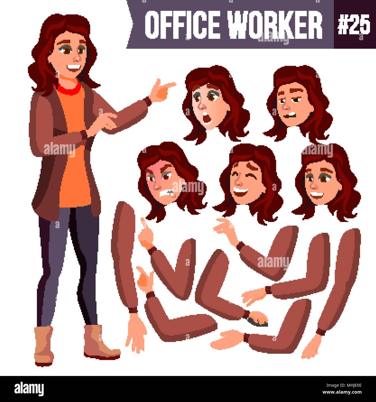 Office Worker Vector. Woman. Professional Officer, Clerk. Businessman ...