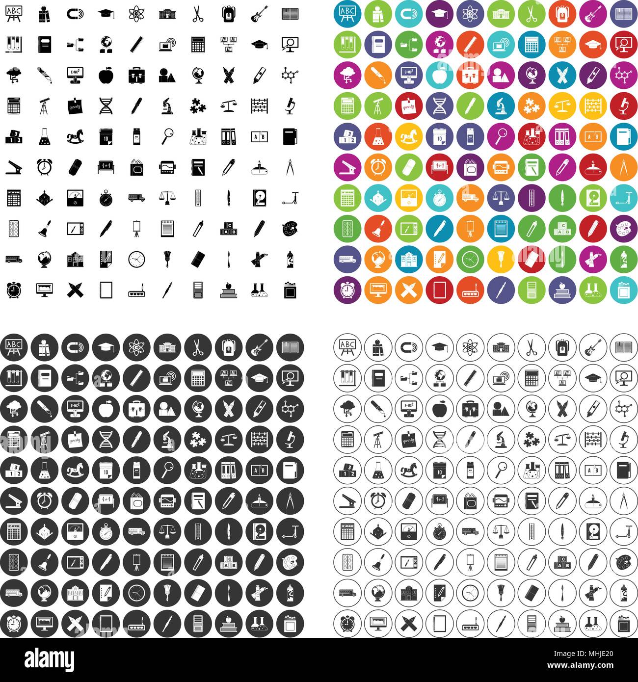 100 classroom icons set vector variant Stock Vector Image & Art - Alamy