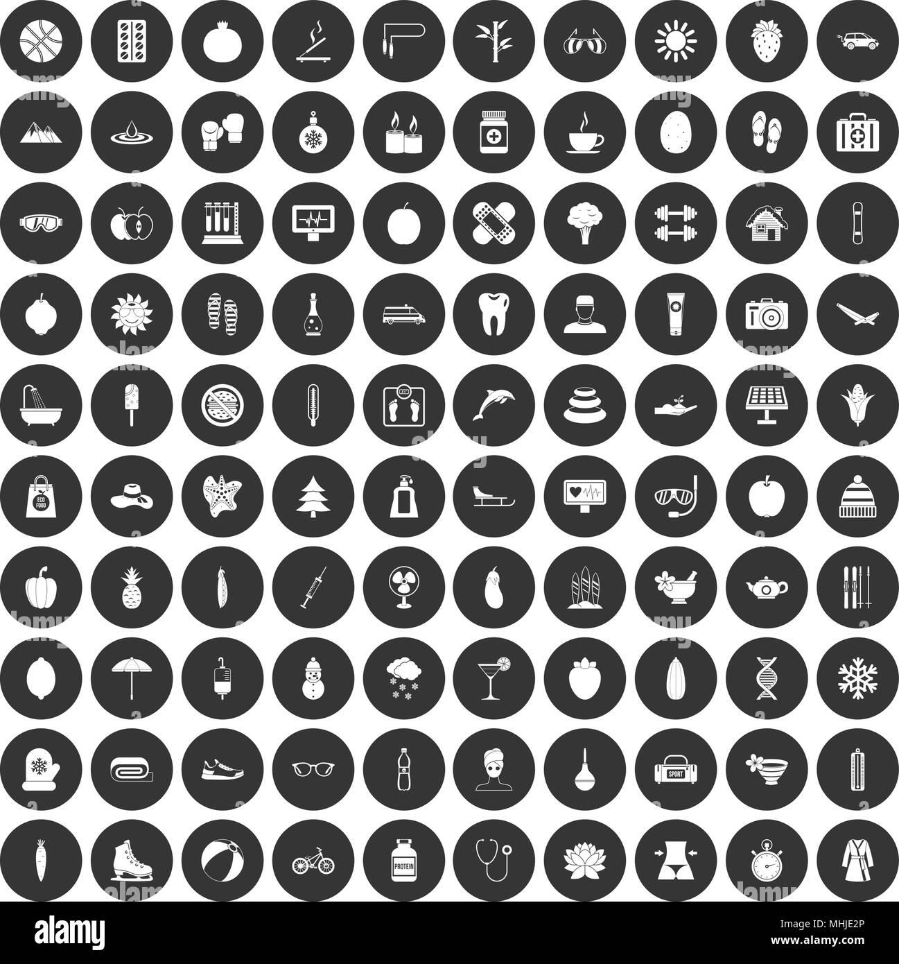 100 women health icons set black circle Stock Vector Image & Art - Alamy
