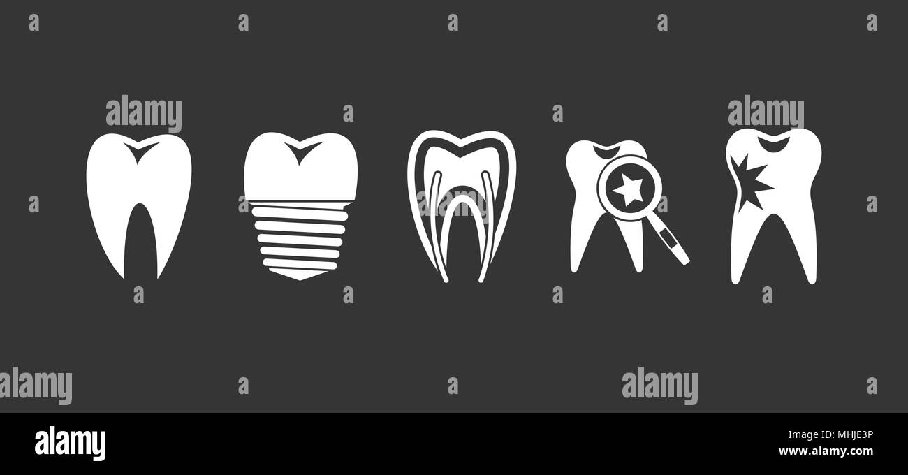 Tooth icon set grey vector Stock Vector Image & Art - Alamy