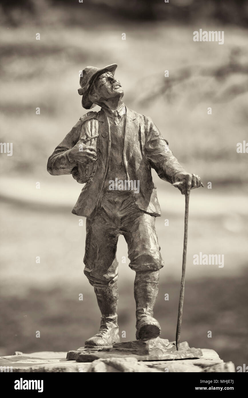 Old Hiker copper statue detail Stock Photo - Alamy