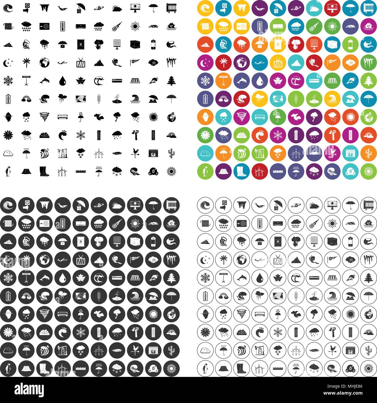 100 climate icons set vector variant Stock Vector Image & Art - Alamy