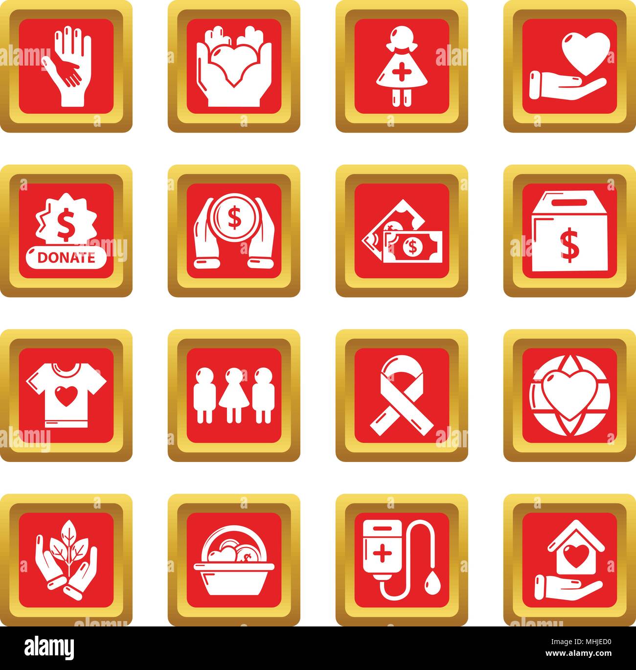 Charity icons set red square vector Stock Vector Image & Art - Alamy