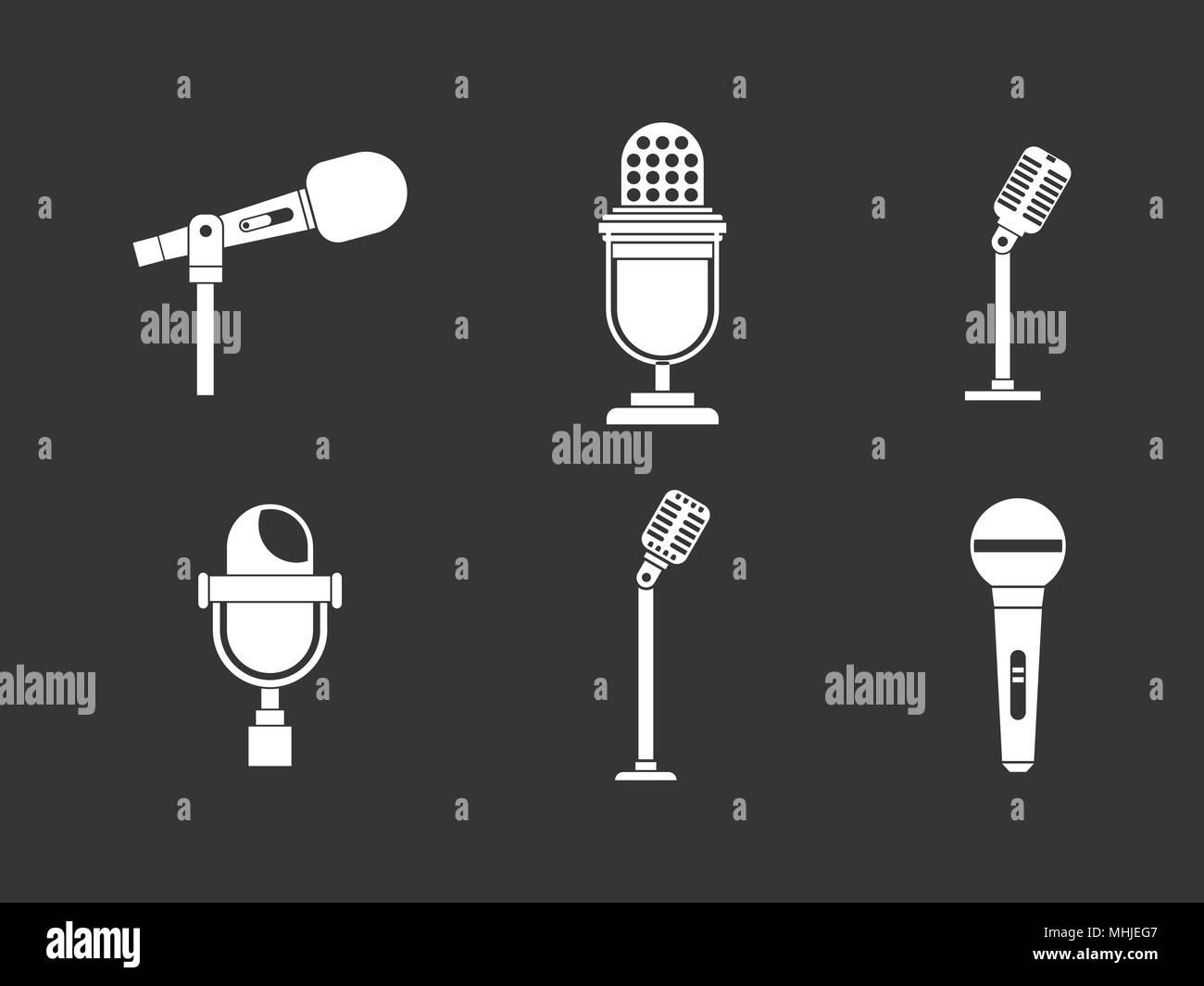 Microphone icon set grey vector Stock Vector Image & Art - Alamy