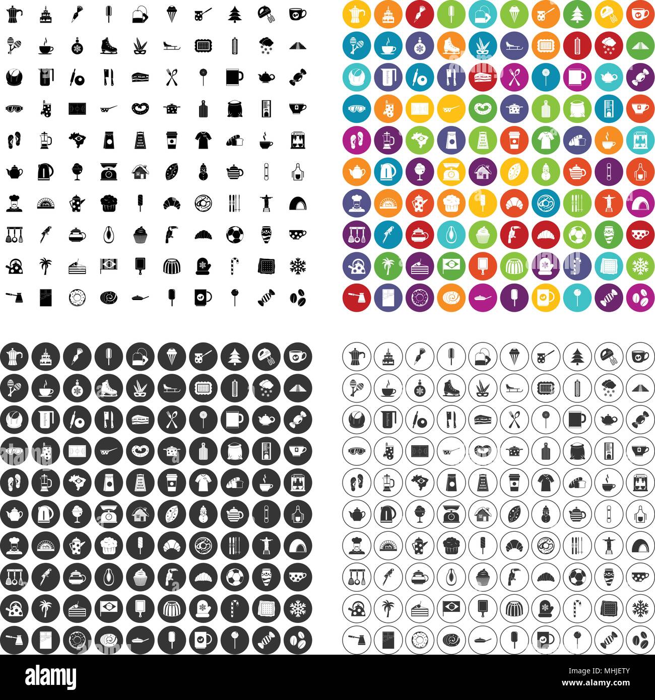 100 coffee icons set vector variant Stock Vector Image & Art - Alamy