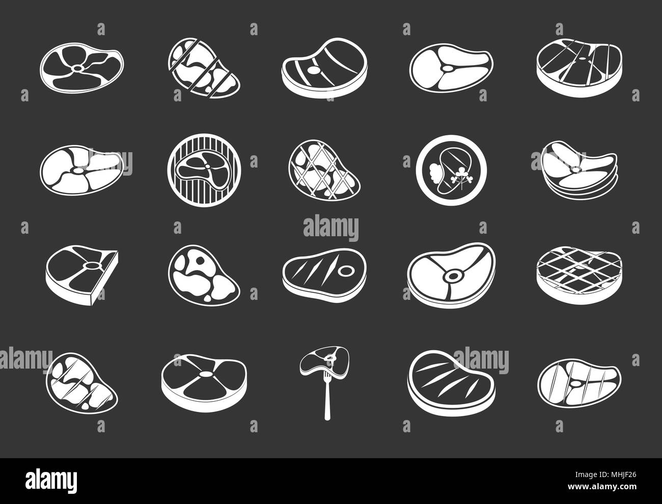 Beef icon set grey vector Stock Vector Image & Art - Alamy