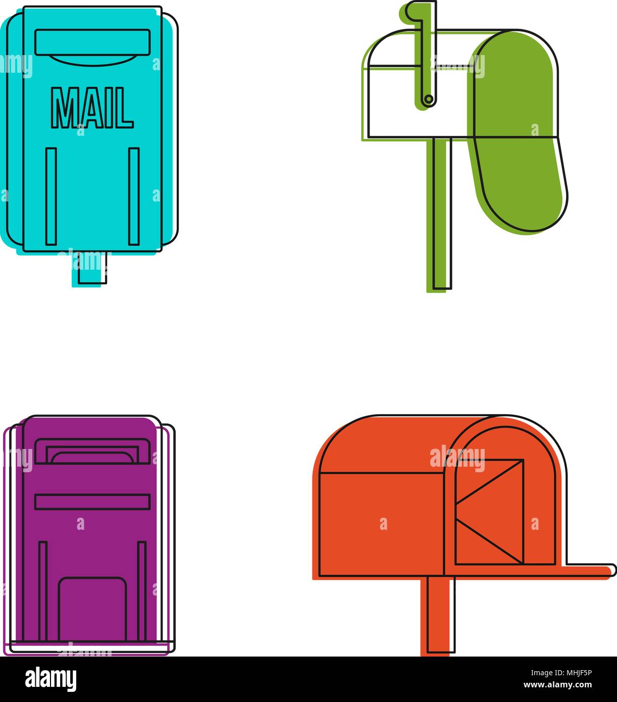 Mail box icon set, color outline style Stock Vector Image & Art - Alamy