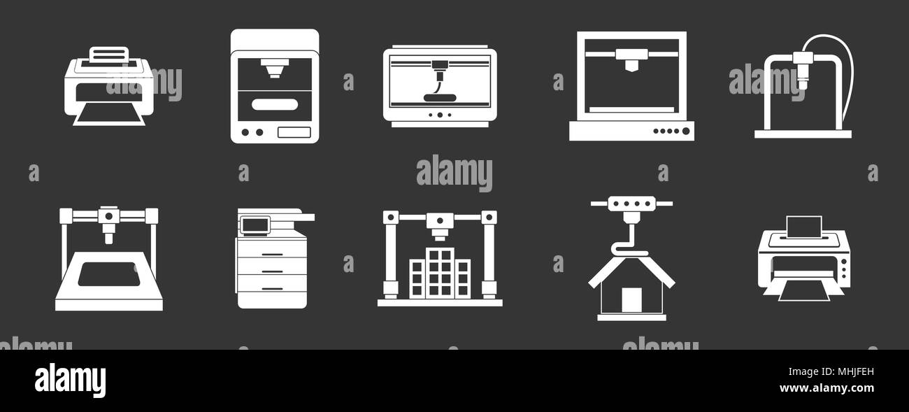 Printer icon set grey vector Stock Vector Image & Art - Alamy