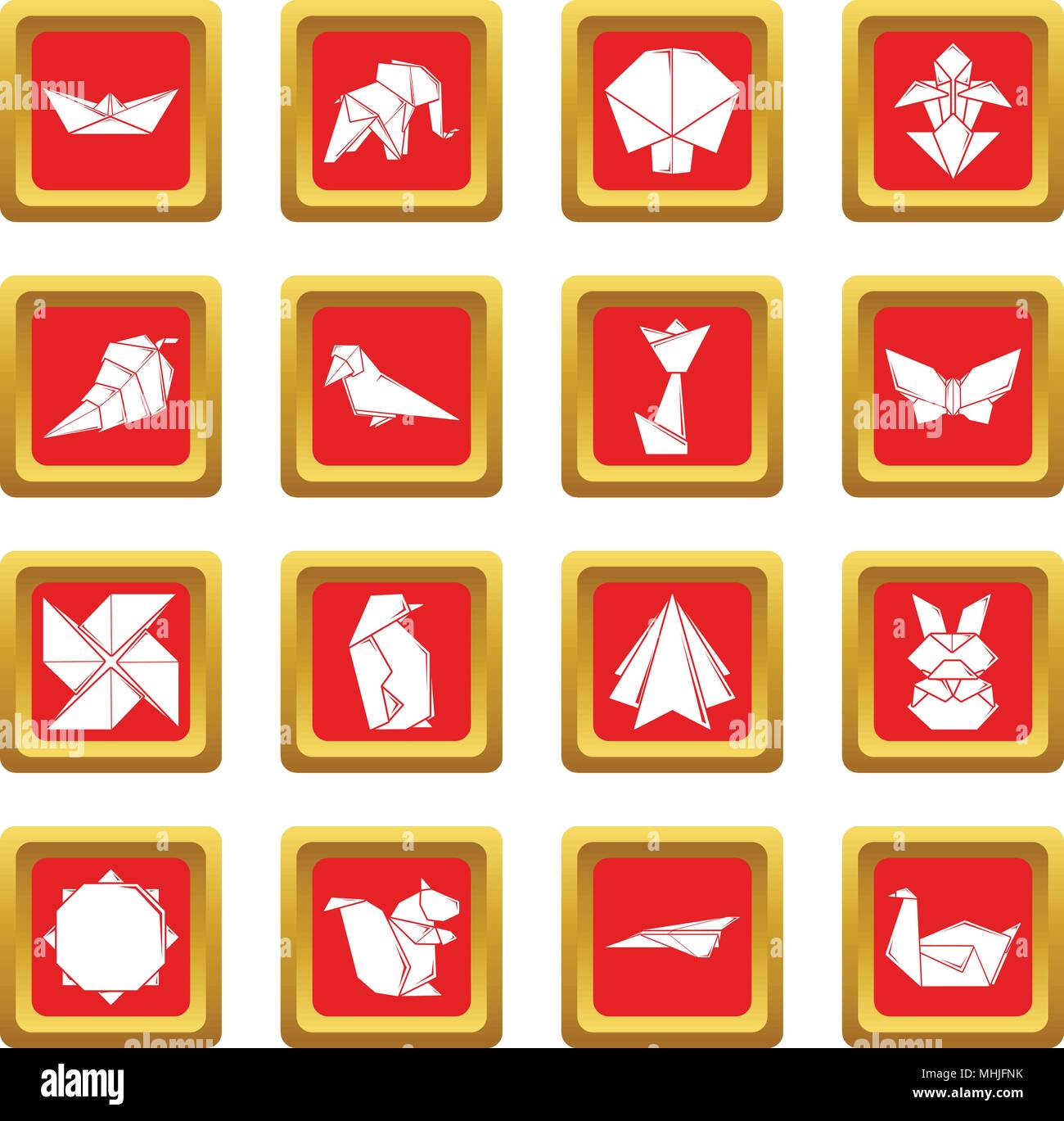 Origami icons set red square vector Stock Vector Image & Art - Alamy