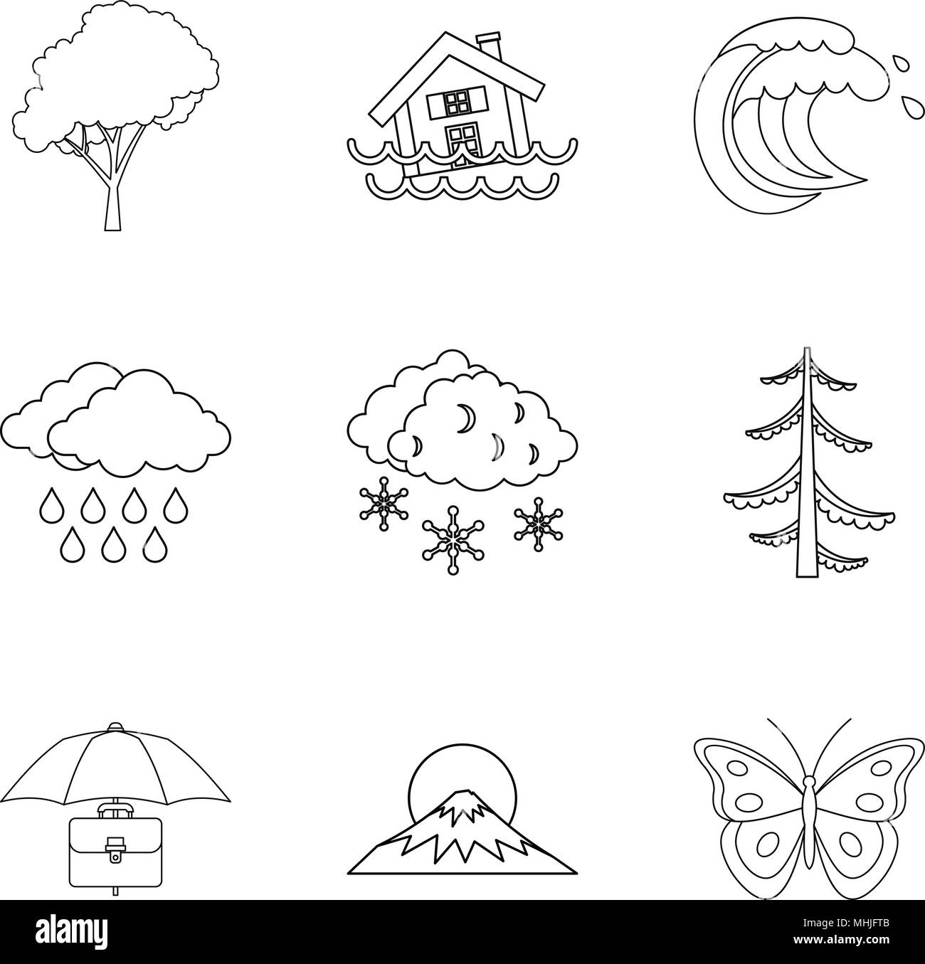 Atmospheric condition icons set, outline style Stock Vector Image & Art ...