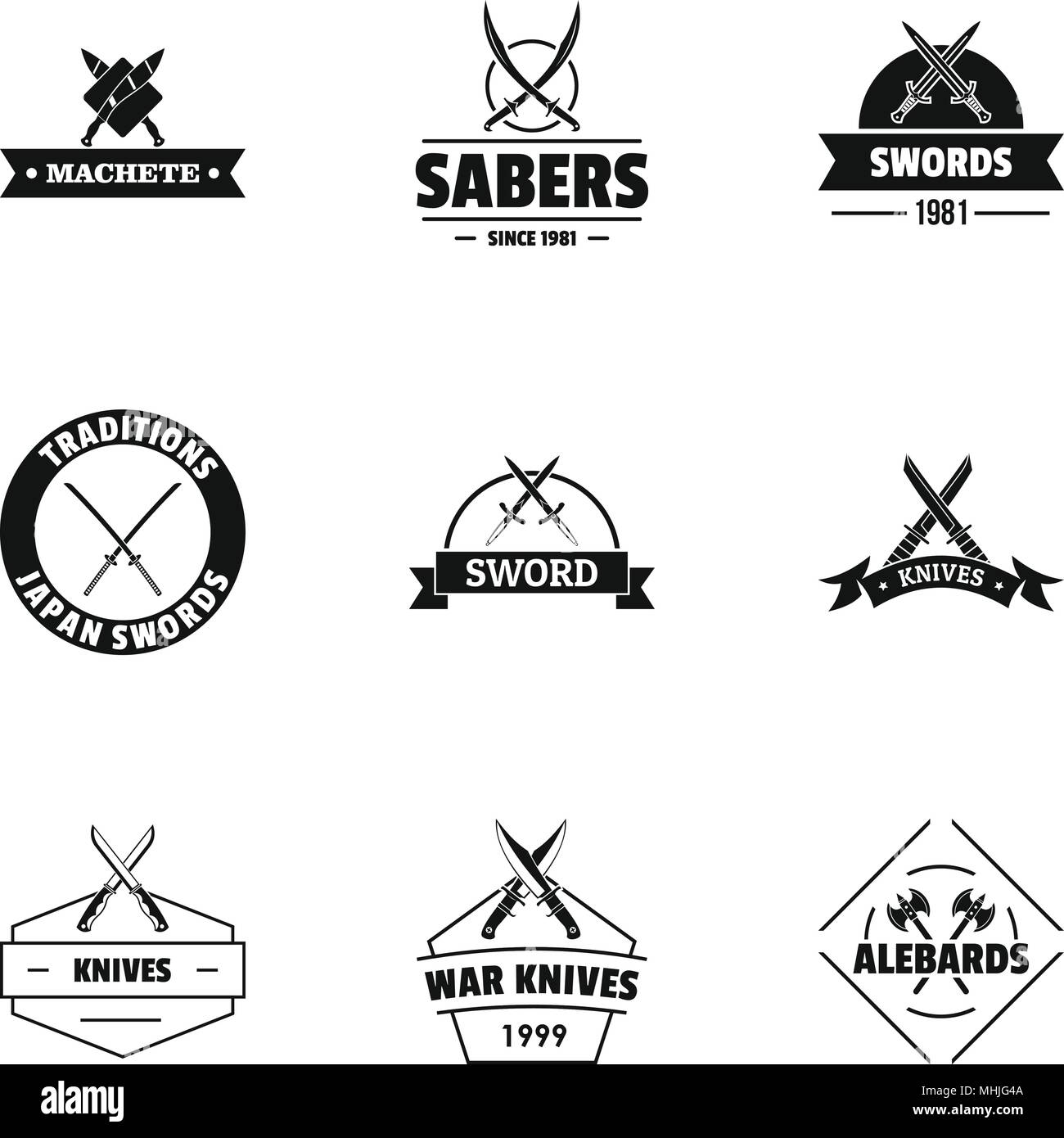 Weapon logo set, simple style Stock Vector Image & Art - Alamy