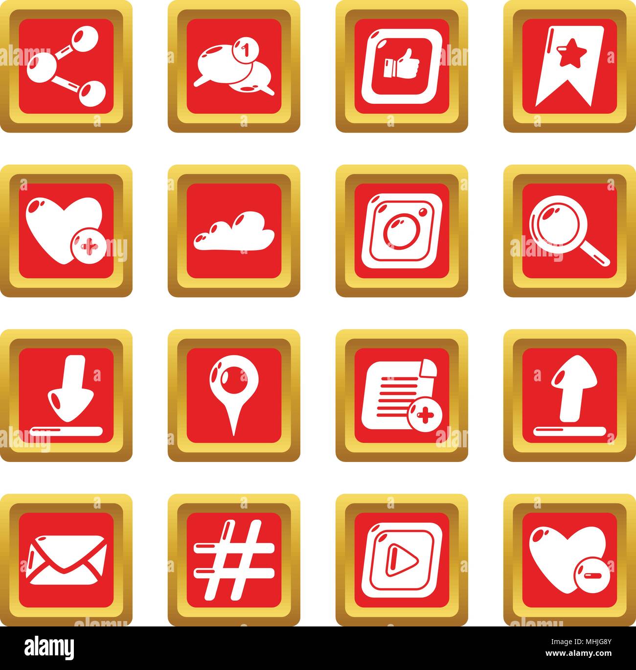 Social network icons set red square vector Stock Vector Image & Art - Alamy