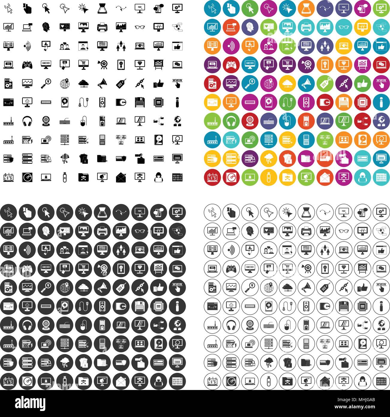 100 computer icons set vector variant Stock Vector Image & Art - Alamy