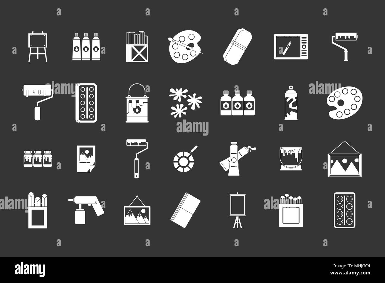 Paint tools icon set grey vector Stock Vector Image & Art - Alamy