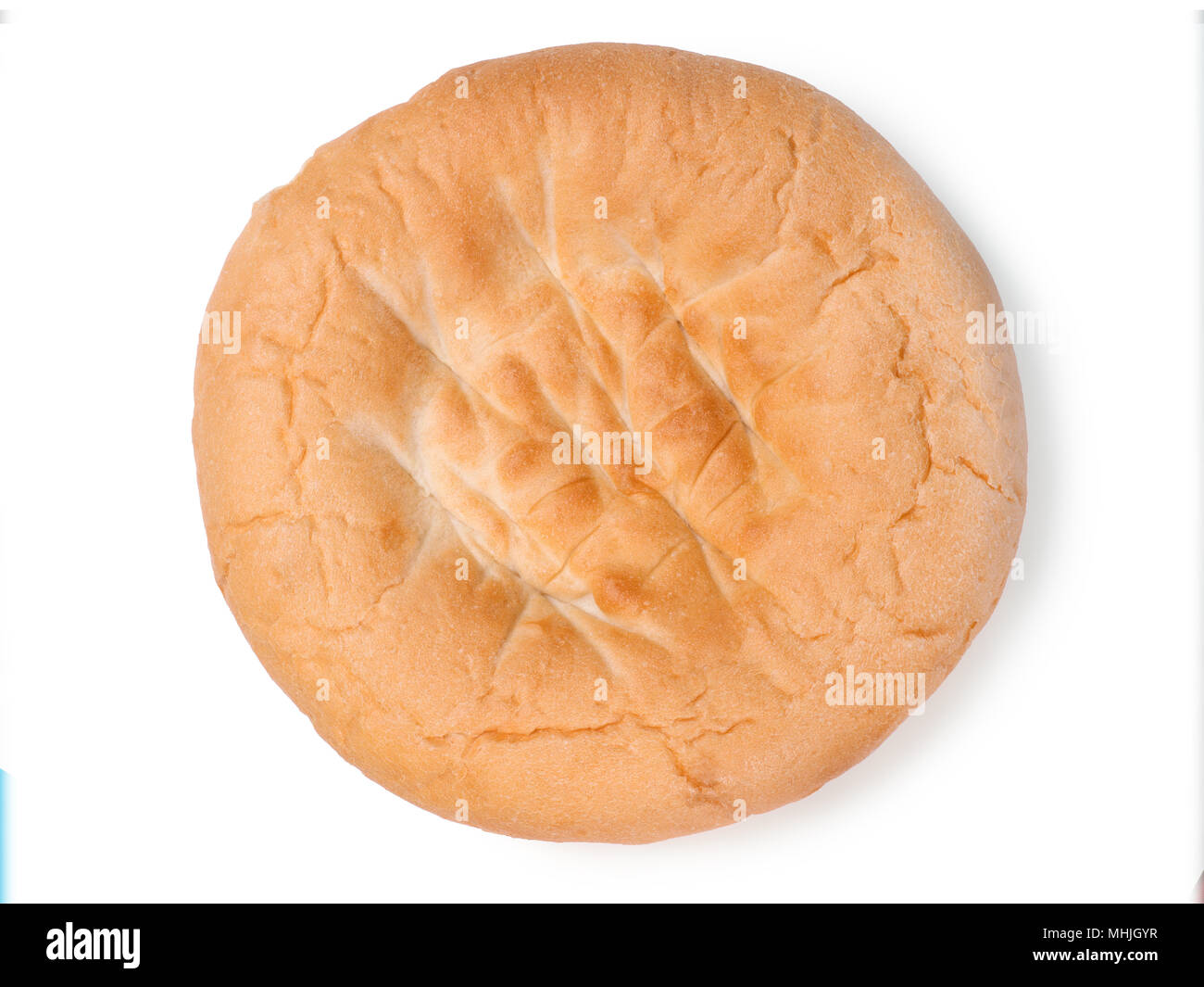 Round pita top view. Isolated on white, clipping path included Stock ...