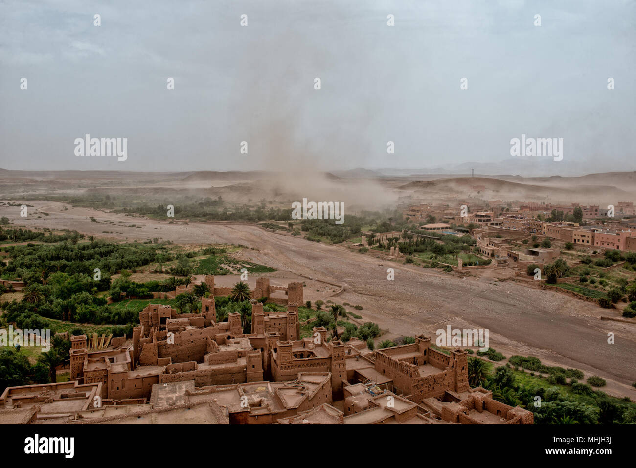 A sand storm coming to Ait Benhaddou Maroc location of gladiator movie ...