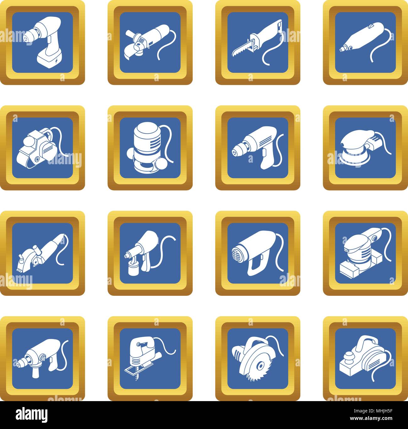 Electric tools icons set blue square vector Stock Vector Image & Art ...