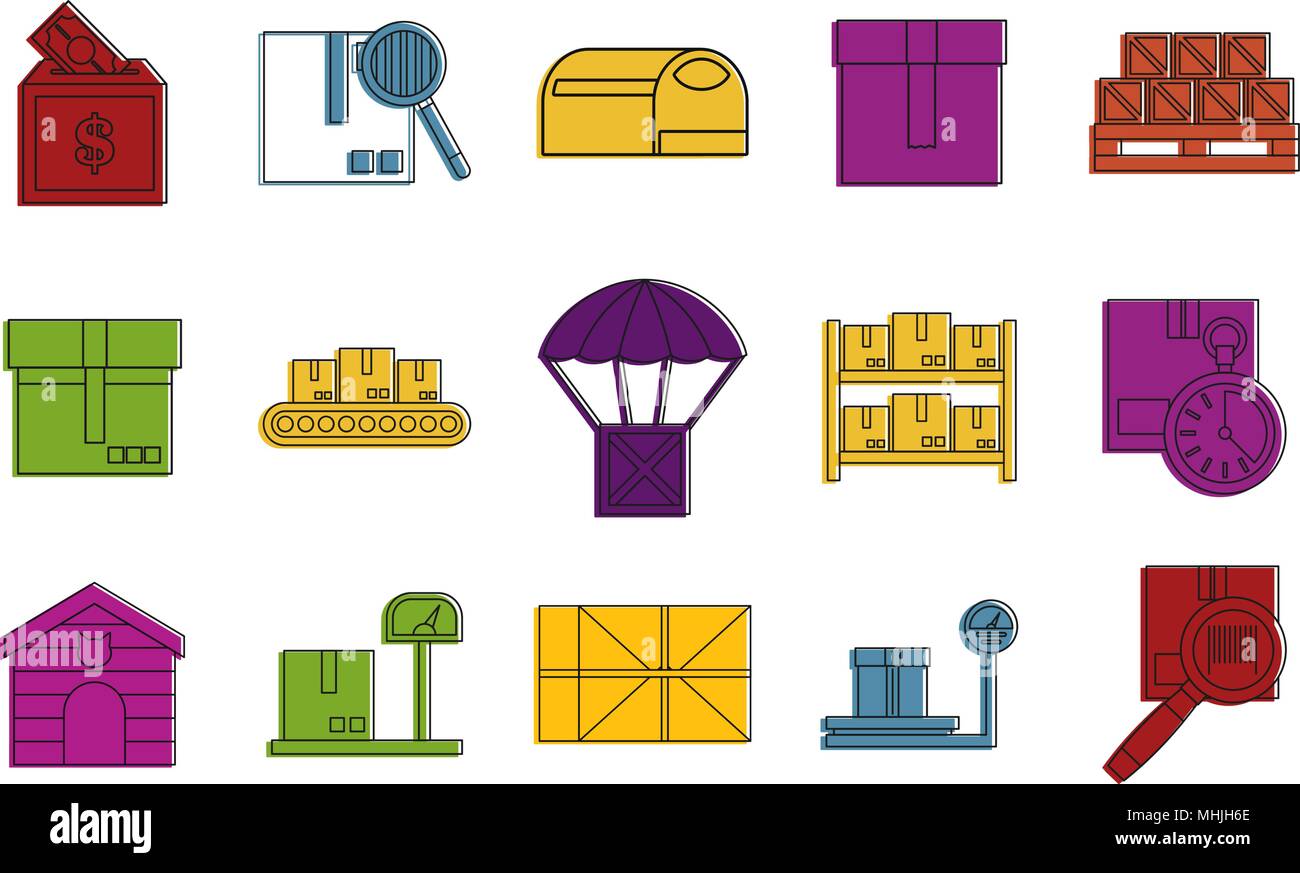 Boxes icon set, color outline style Stock Vector Image & Art - Alamy
