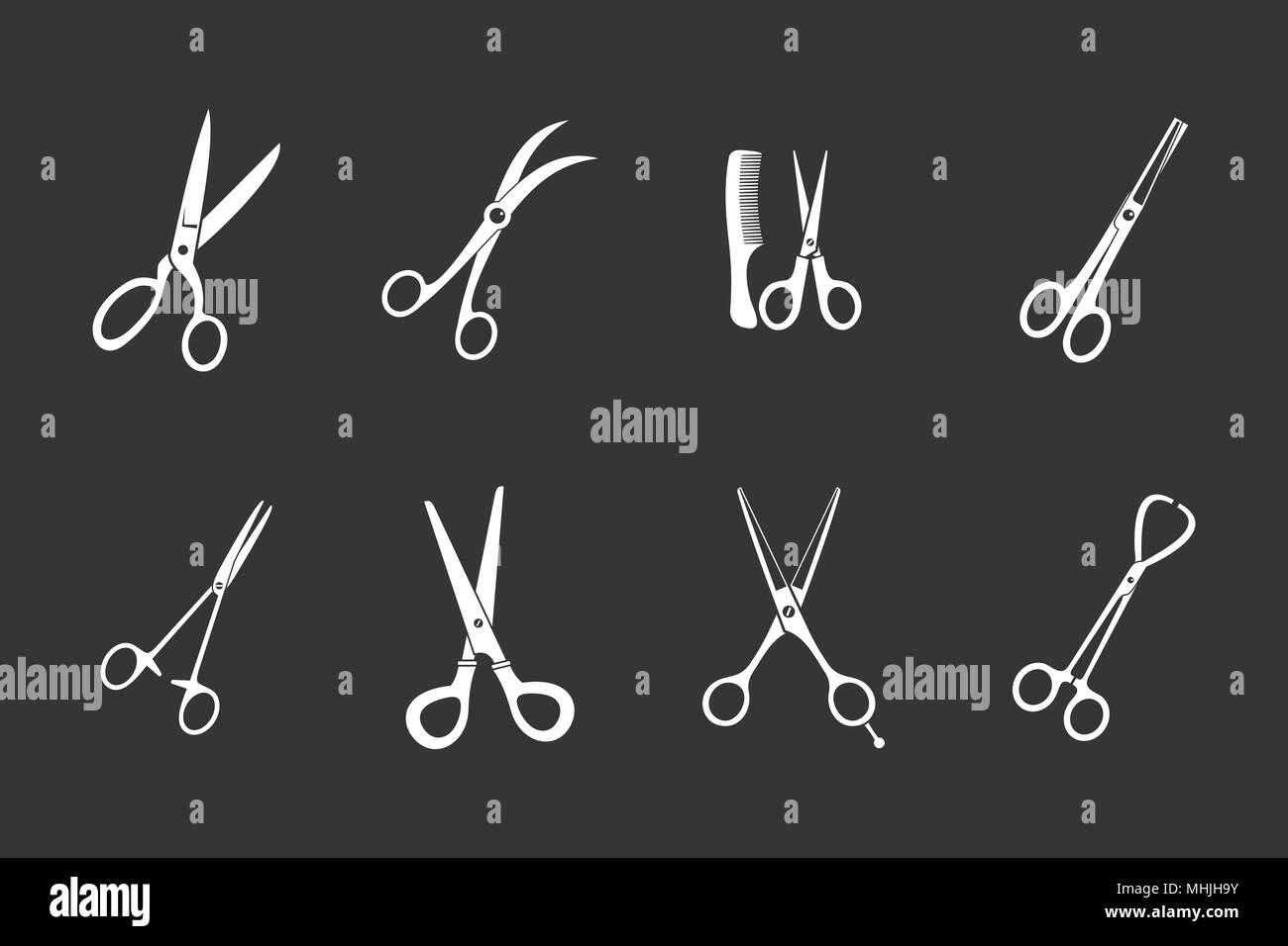 Scissors icon set grey vector Stock Vector Image & Art - Alamy