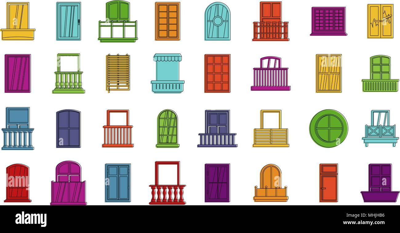 Windows icon set, color outline style Stock Vector Image & Art - Alamy