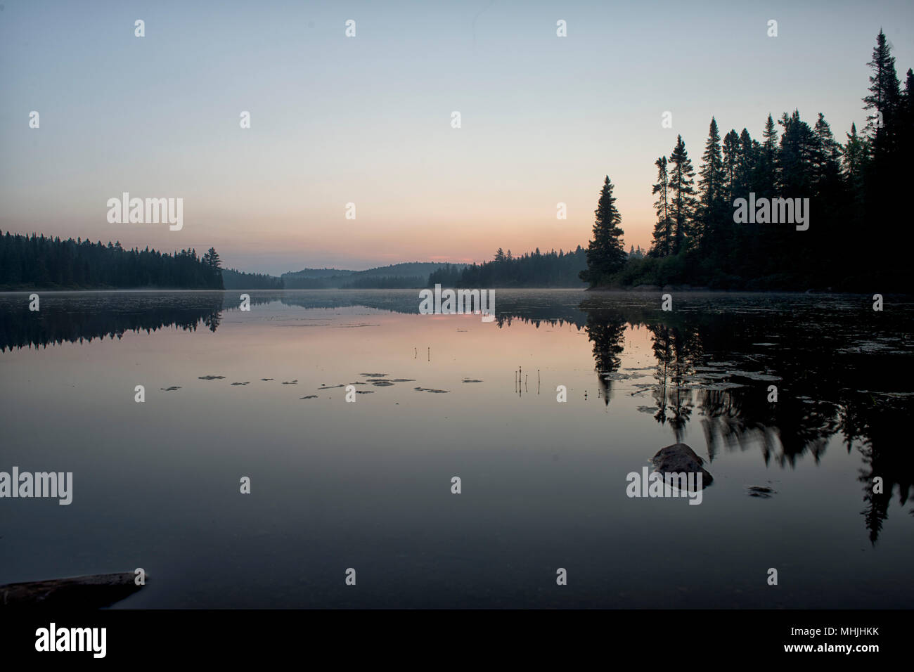 Lake Sunrise in Quebec Canada Parc de la Mauricie Stock Photo - Alamy