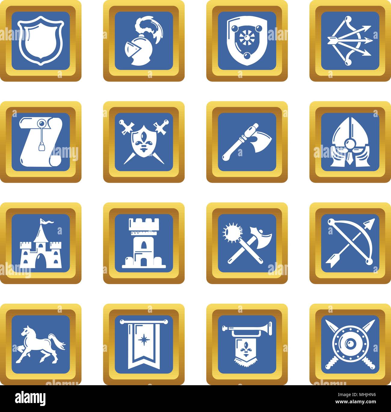 Knight medieval icons set blue square vector Stock Vector Image & Art ...