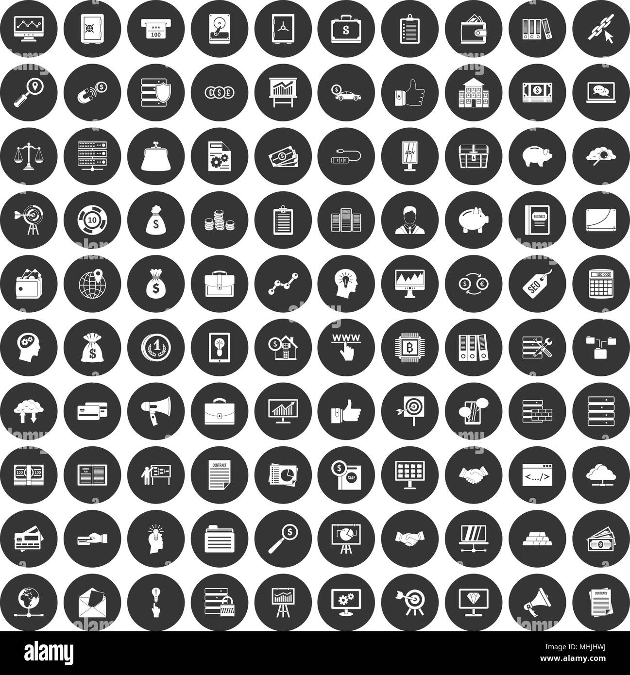 100 business process icons set black circle Stock Vector Image & Art ...