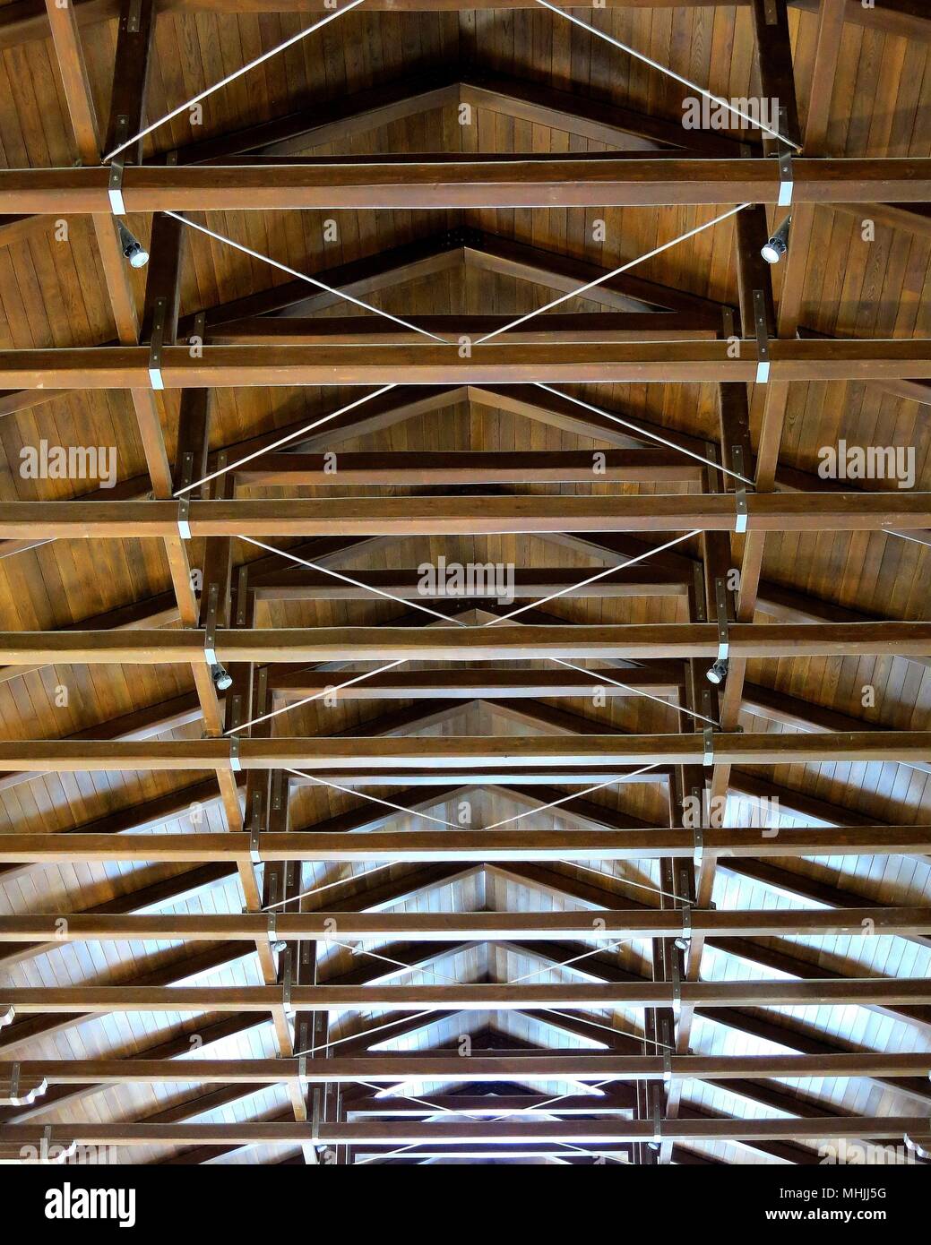 Intricate wooden roof. Concept : architecture and interiors Stock Photo ...