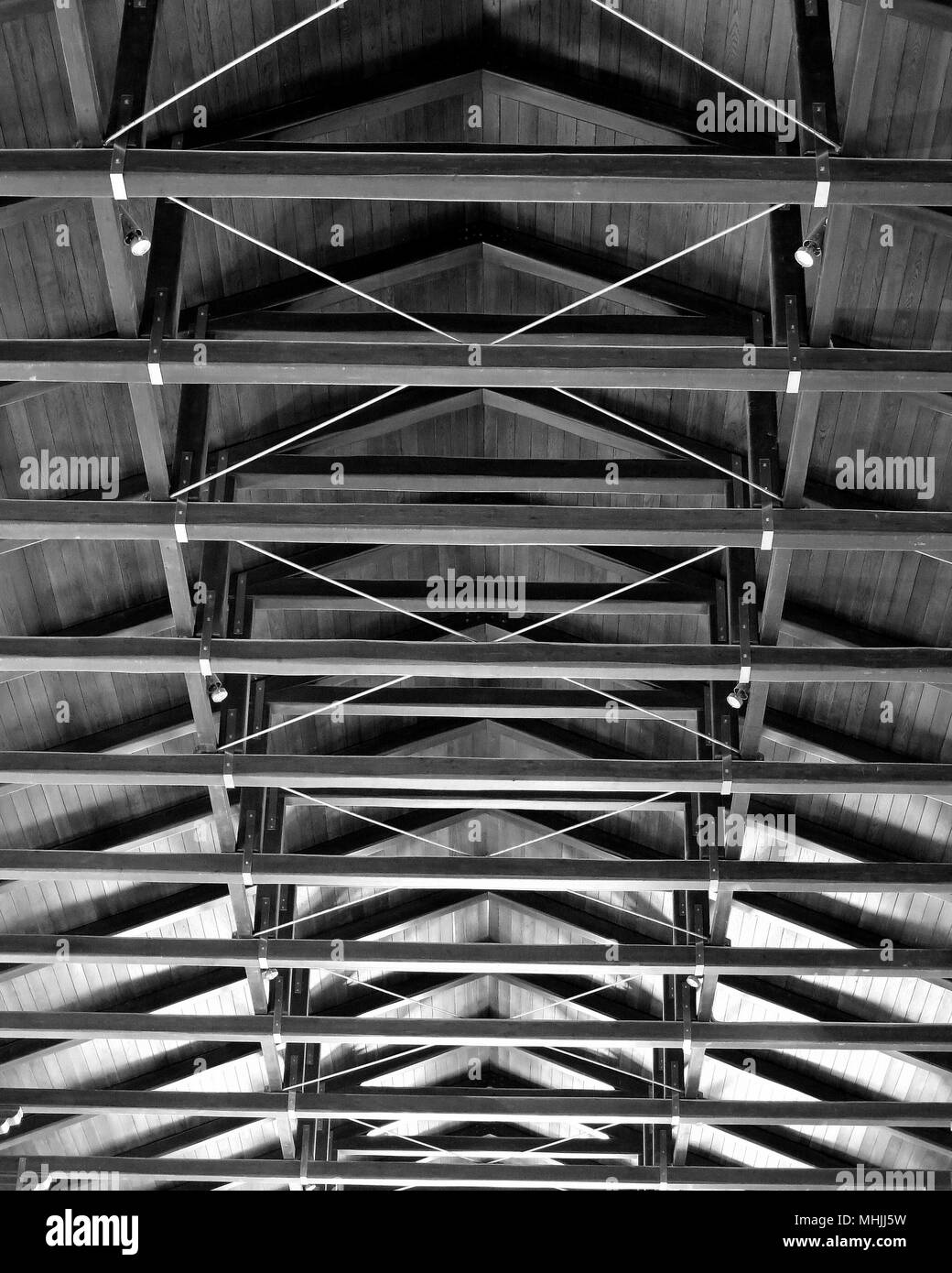 Intricate wooden structure Black and White Stock Photos & Images - Alamy