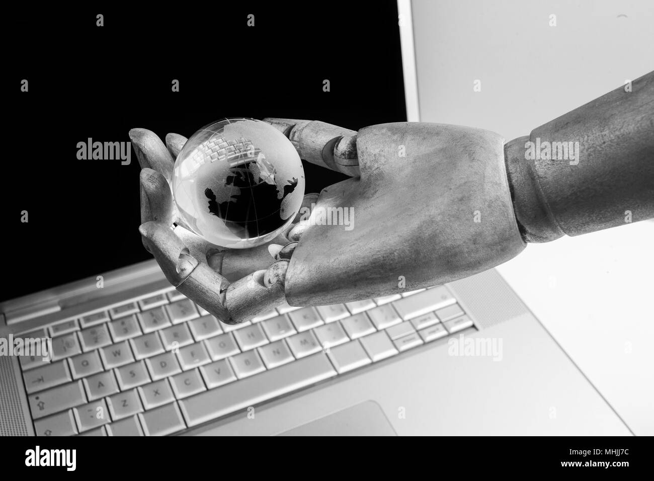 Concept artificial intelligence global Black and White Stock Photos ...