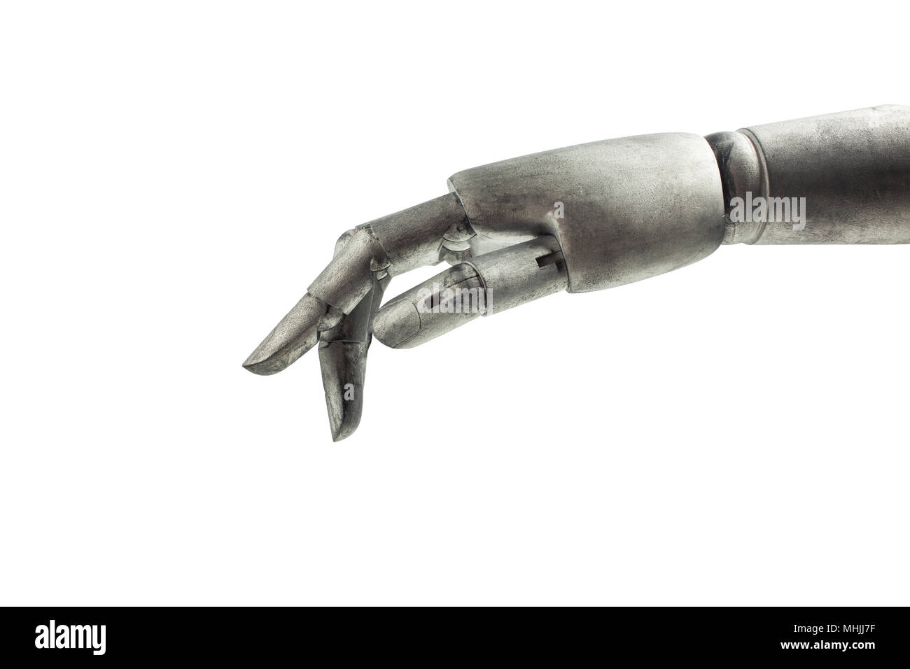 silver robotic hand isolated on white background Stock Photo - Alamy