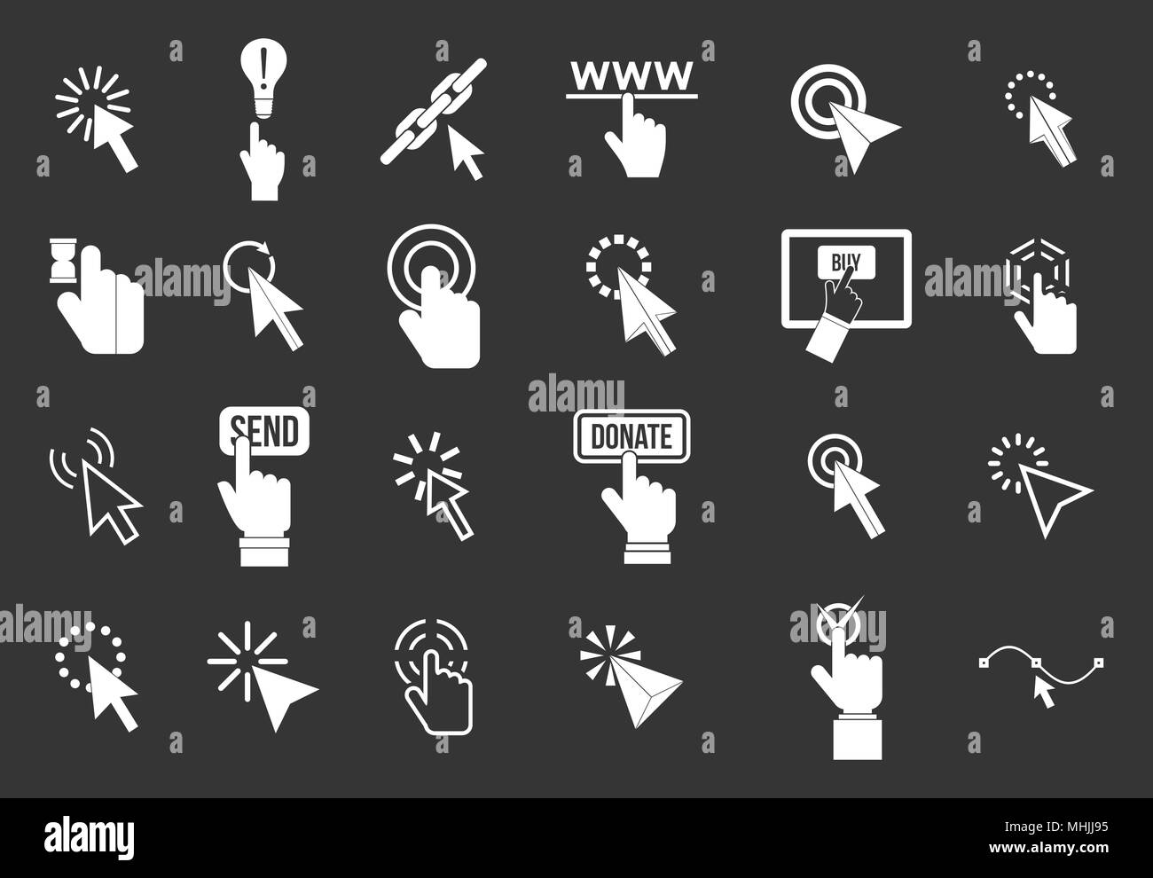 Hand cursor click grey Black and White Stock Photos & Images - Alamy