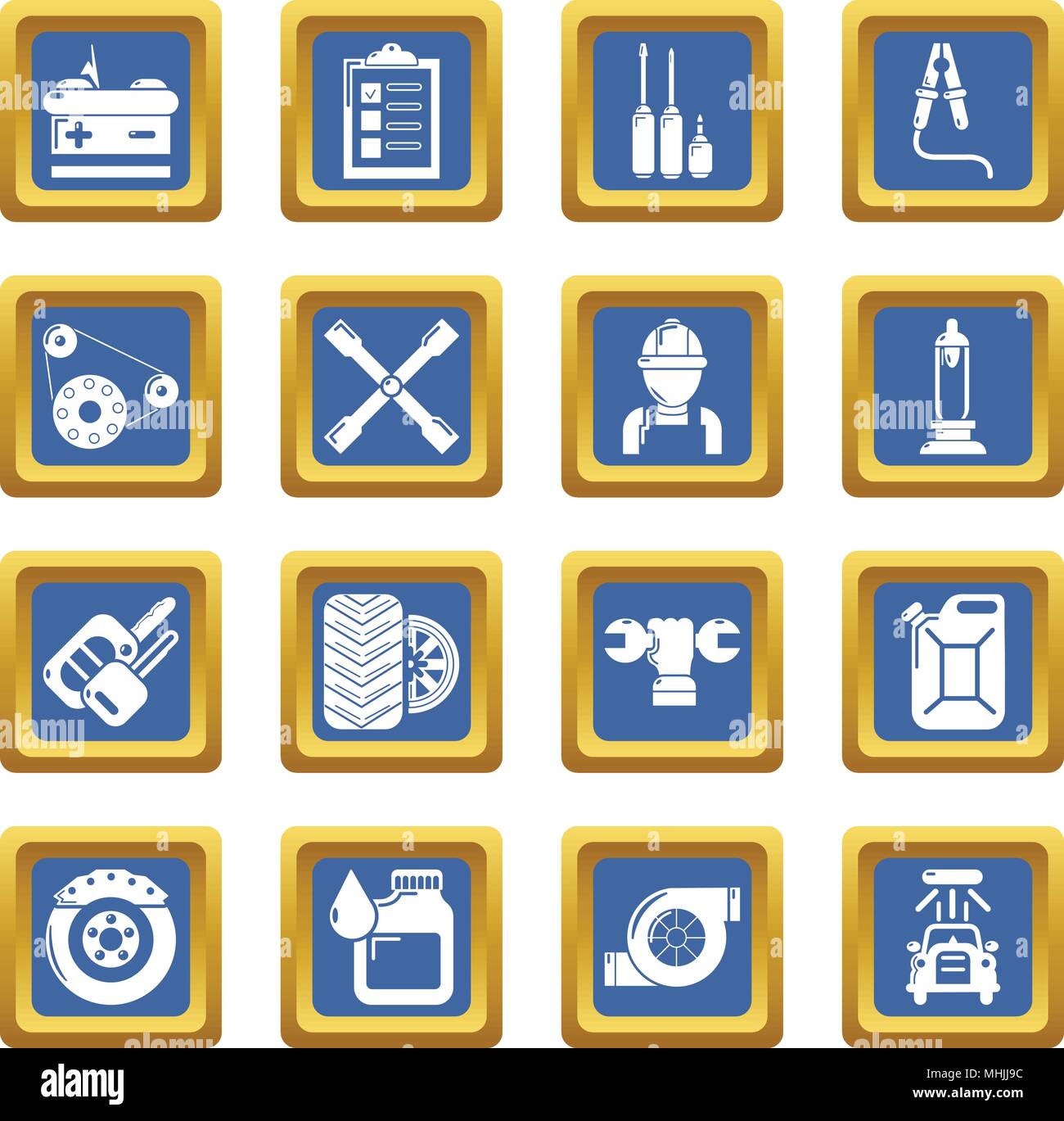 Auto repair icons set blue square vector Stock Vector Image & Art - Alamy