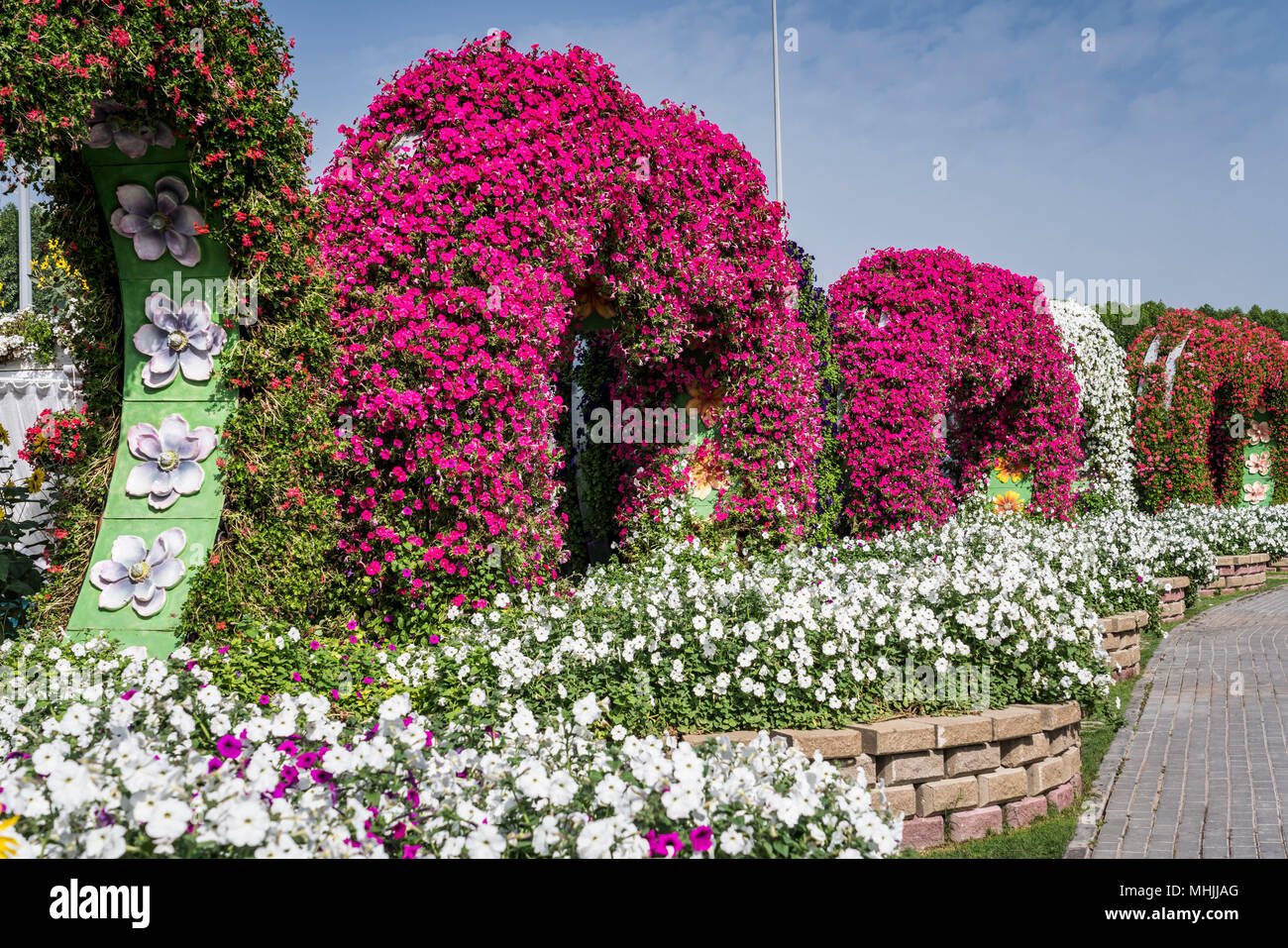 Heart shaped garden decor at the Miracle Gardens in Dubai, UAE, Middle ...